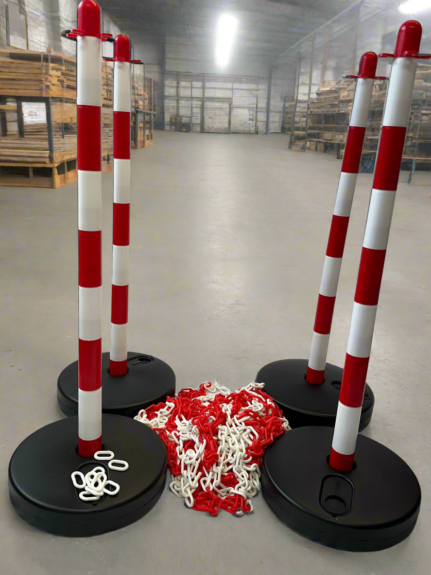 Buy Red and White Plastic Post and Chain Kit – English Chain Direct